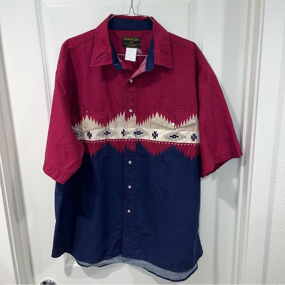 Rustler | Shirts | Vintage Rustler By Wrangler Aztec Short Sleeve ...